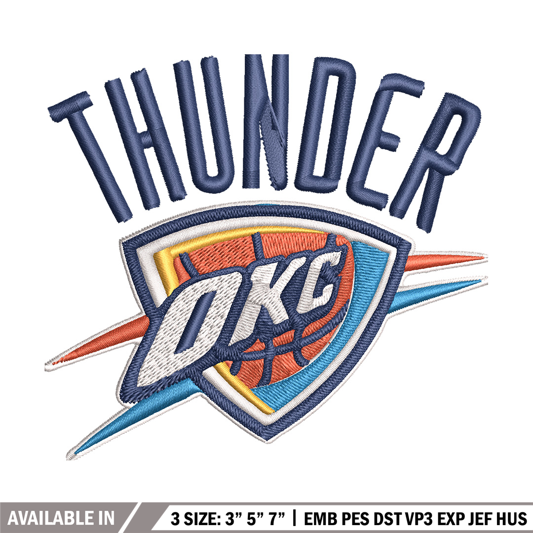 Oklahoma City Thunder logo Embroidery, NBA Embroidery, Sport | Inspire ...