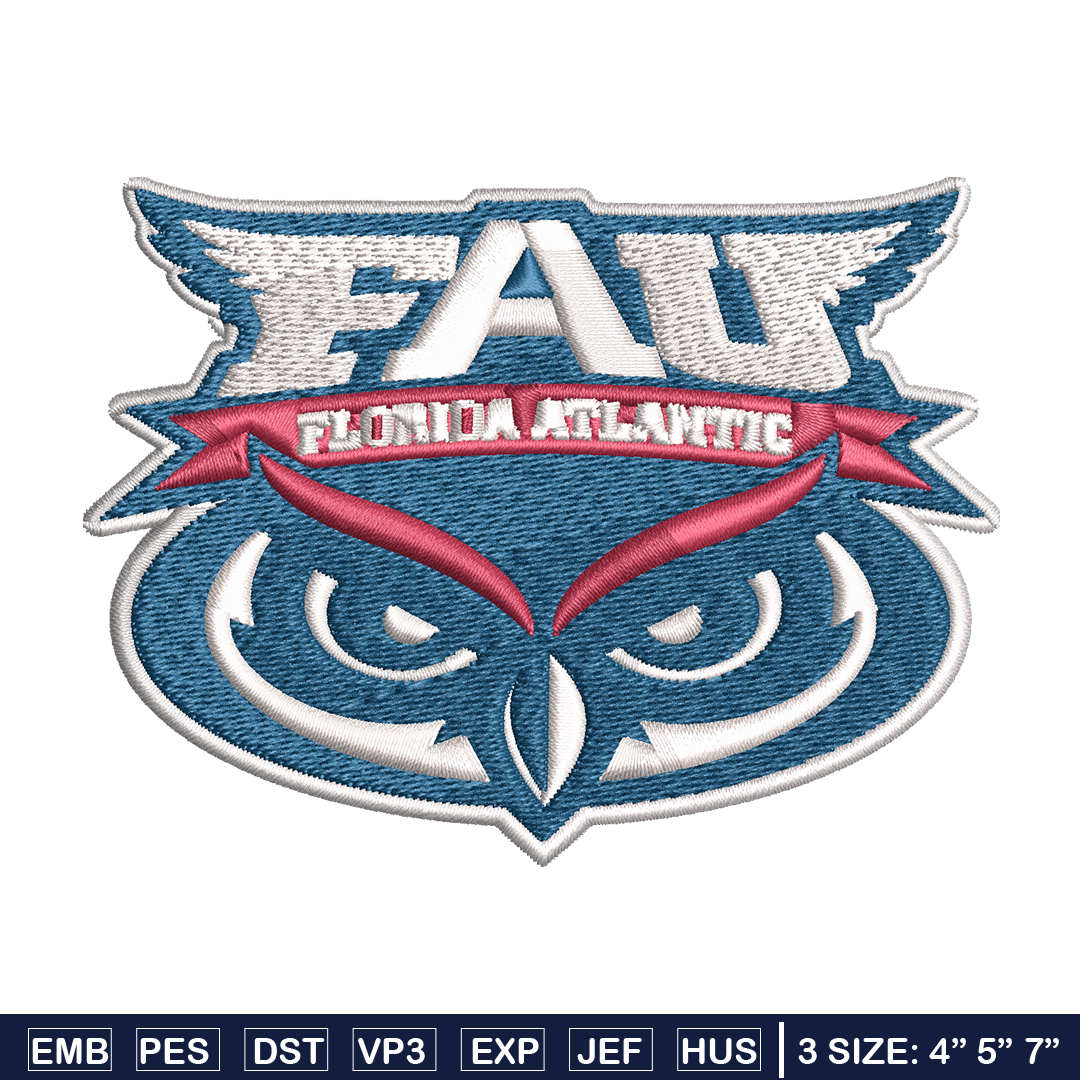 Florida Atlantic Owls embroidery design, Florida Atlantic Ow | Inspire ...