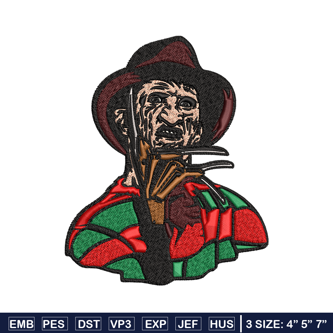 Freddy Krueger Embroidery design, Freddy horror Embroidery, | Inspire ...
