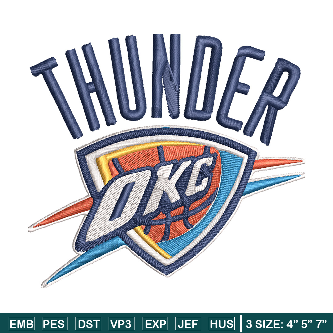 Oklahoma City Thunder logo Embroidery, NBA Embroidery, Sport | Inspire ...