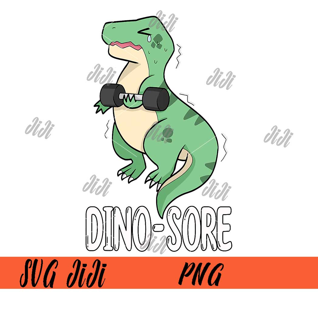 Funny Dinosaur Workout PNG, Dino Sore PNG | Inspire Uplift