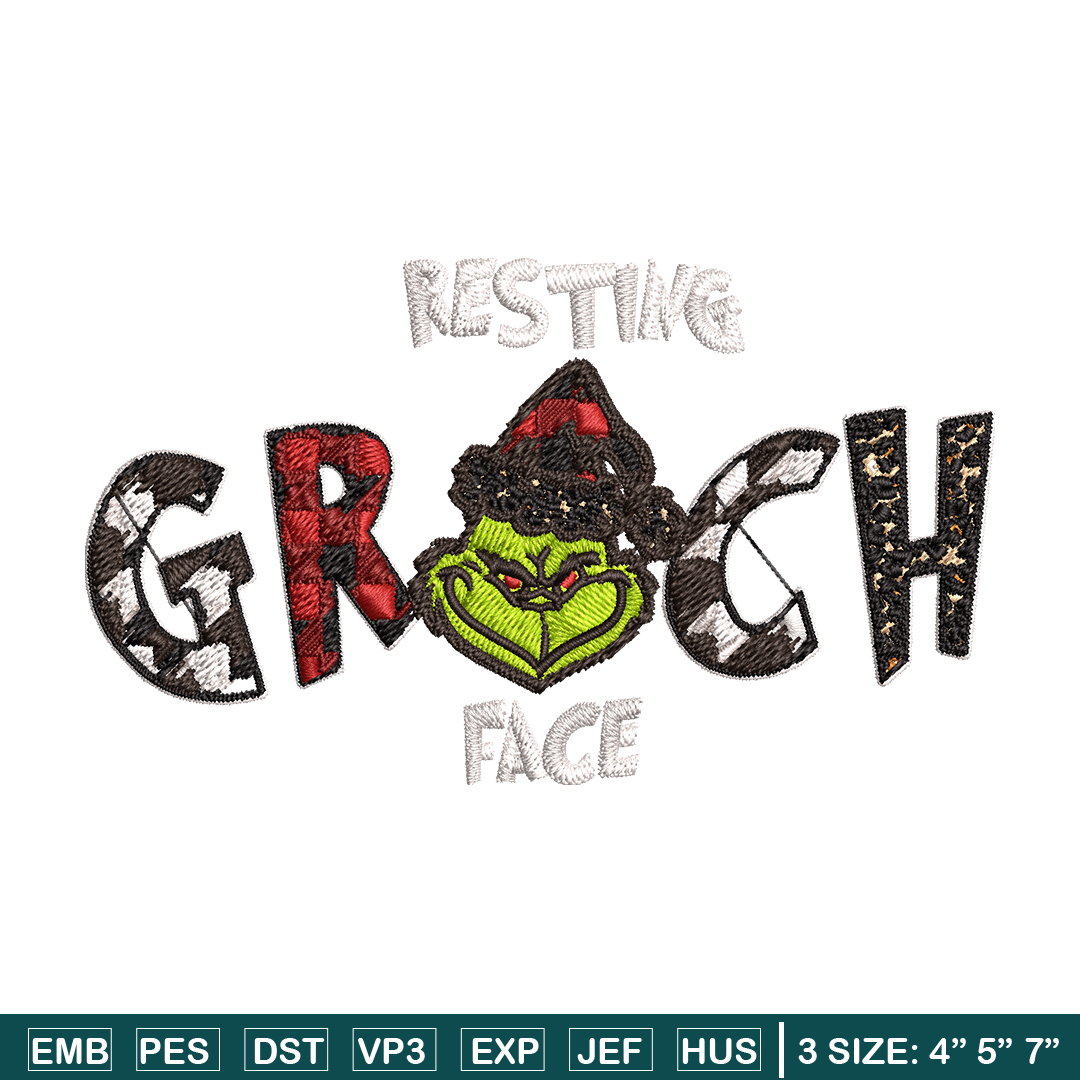 Resting Grinch Face Embroidery design, Grinch christmas Embr | Inspire ...