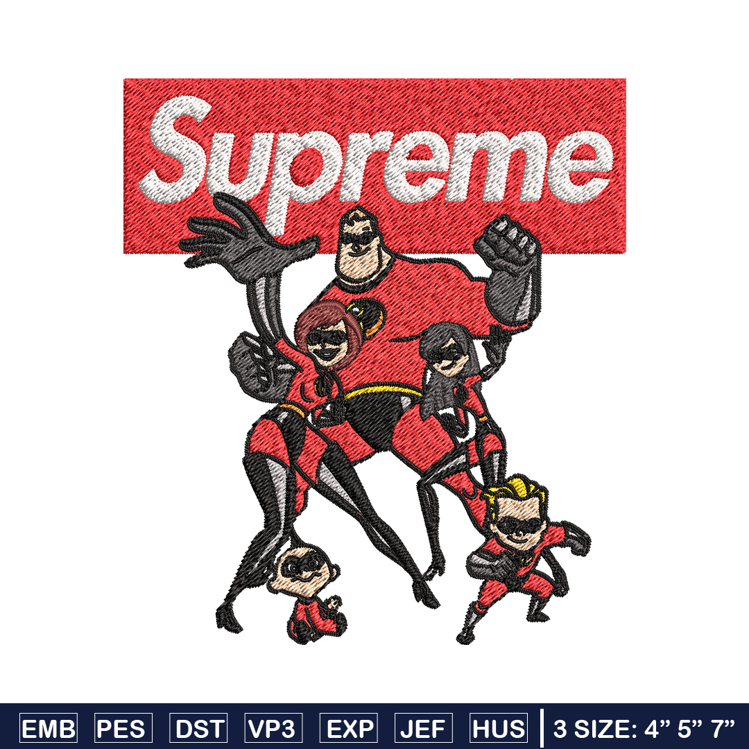 Incredibles supreme logo Embroidery design, supreme cartoon | Inspire ...