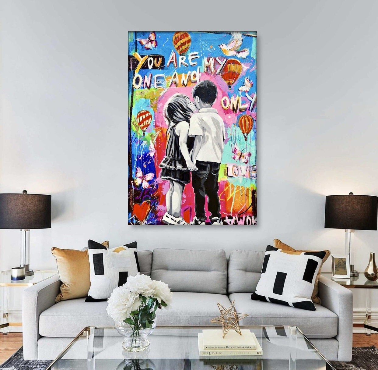Colorful Banksy Art Graffiti, Little Kids Graffiti Canvas Ar | Inspire ...