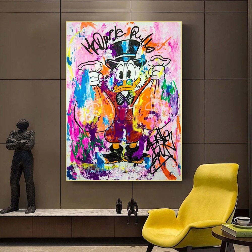 Graffiti Art Donald Duck Rich Money Canvas Painting On The W | Inspire ...