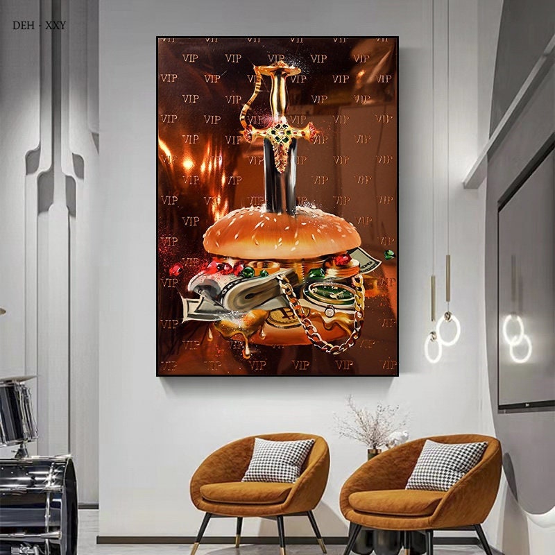 Luxury Food Wall Art Decoration Painting VIP Burger Canvas P | Inspire ...