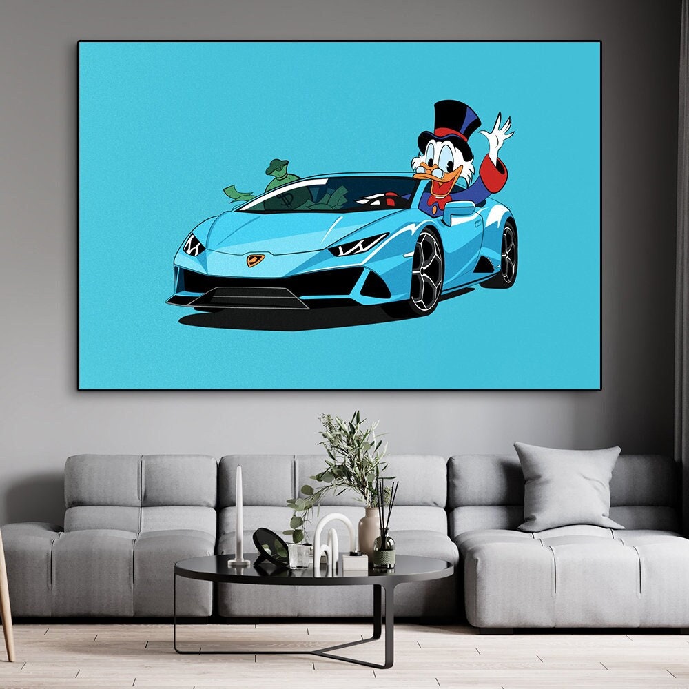 Disney Rich Donald Duck Shopping Poster And Print Sports Car | Inspire ...