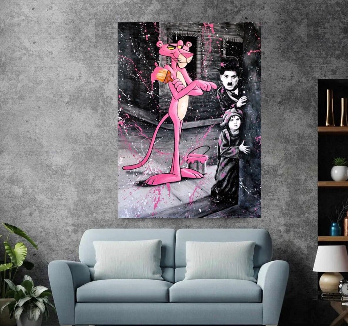 Pink Panther Wall Canvas Art, Abstract Street Graffiti Art, | Inspire ...