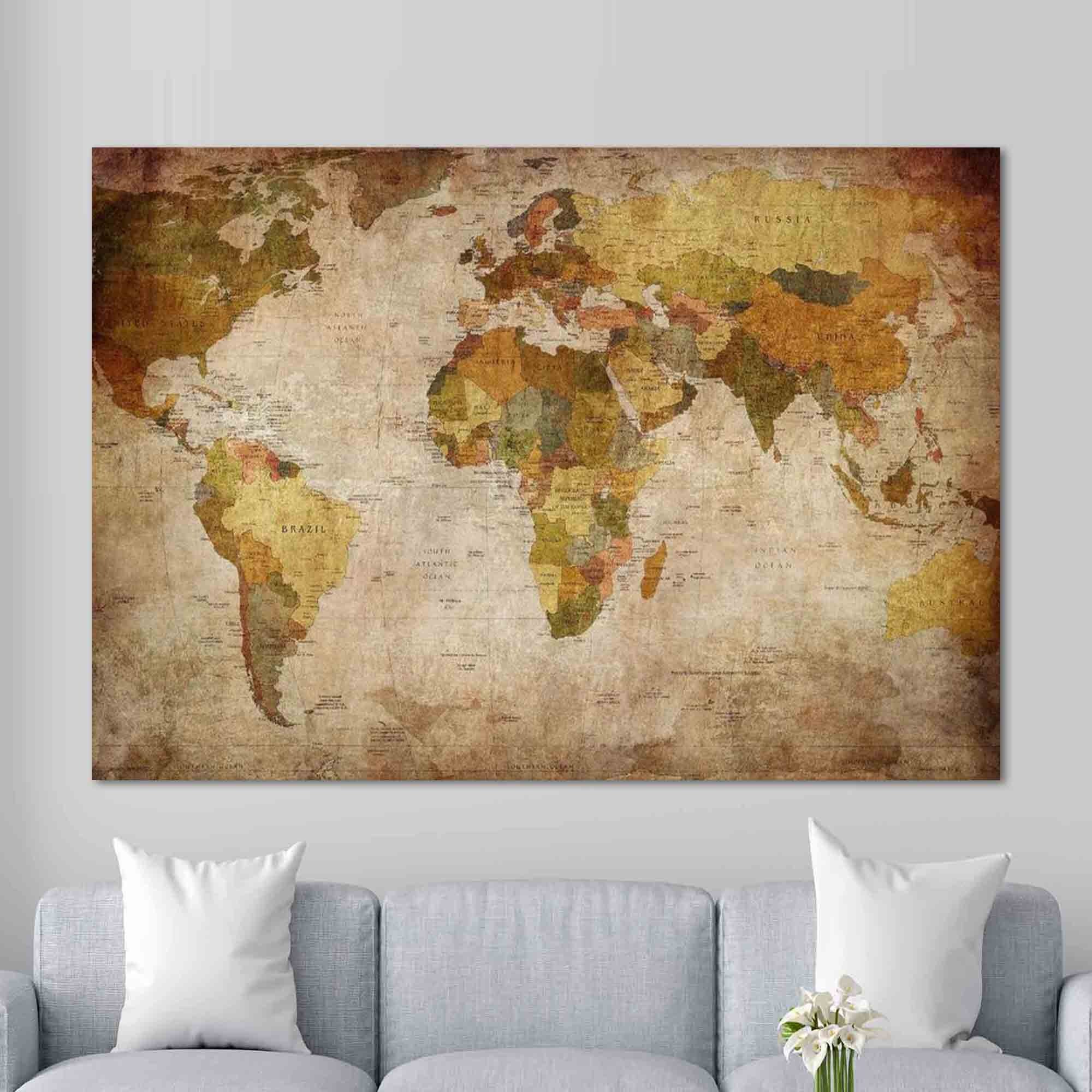 Large World Map Canvas Poster, World Atlas Poster, World Map - Inspire ...