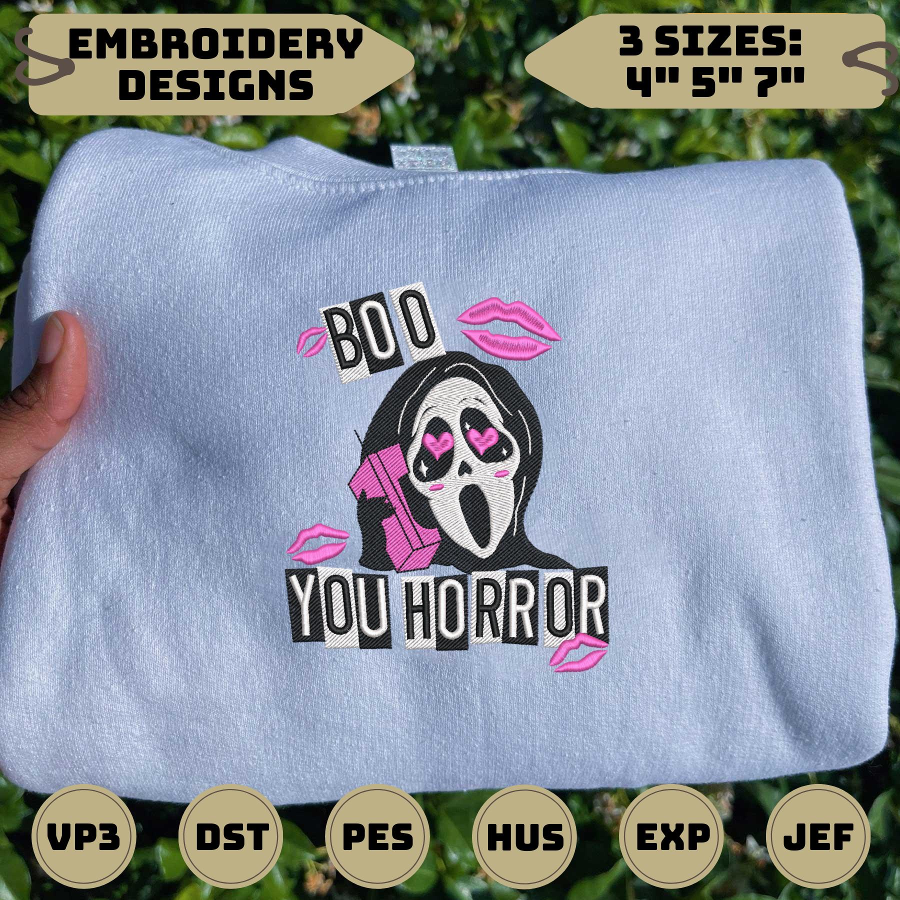 Boo You Horror Embroidery Design, Face Ghost Embroidery Mach | Inspire ...