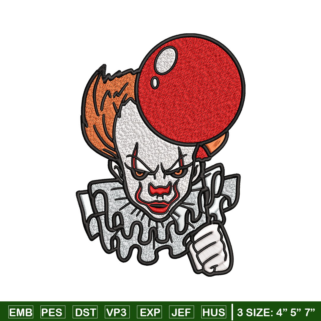 Pennywise with balloon Embroidery design, Halloween Embroide | Inspire ...