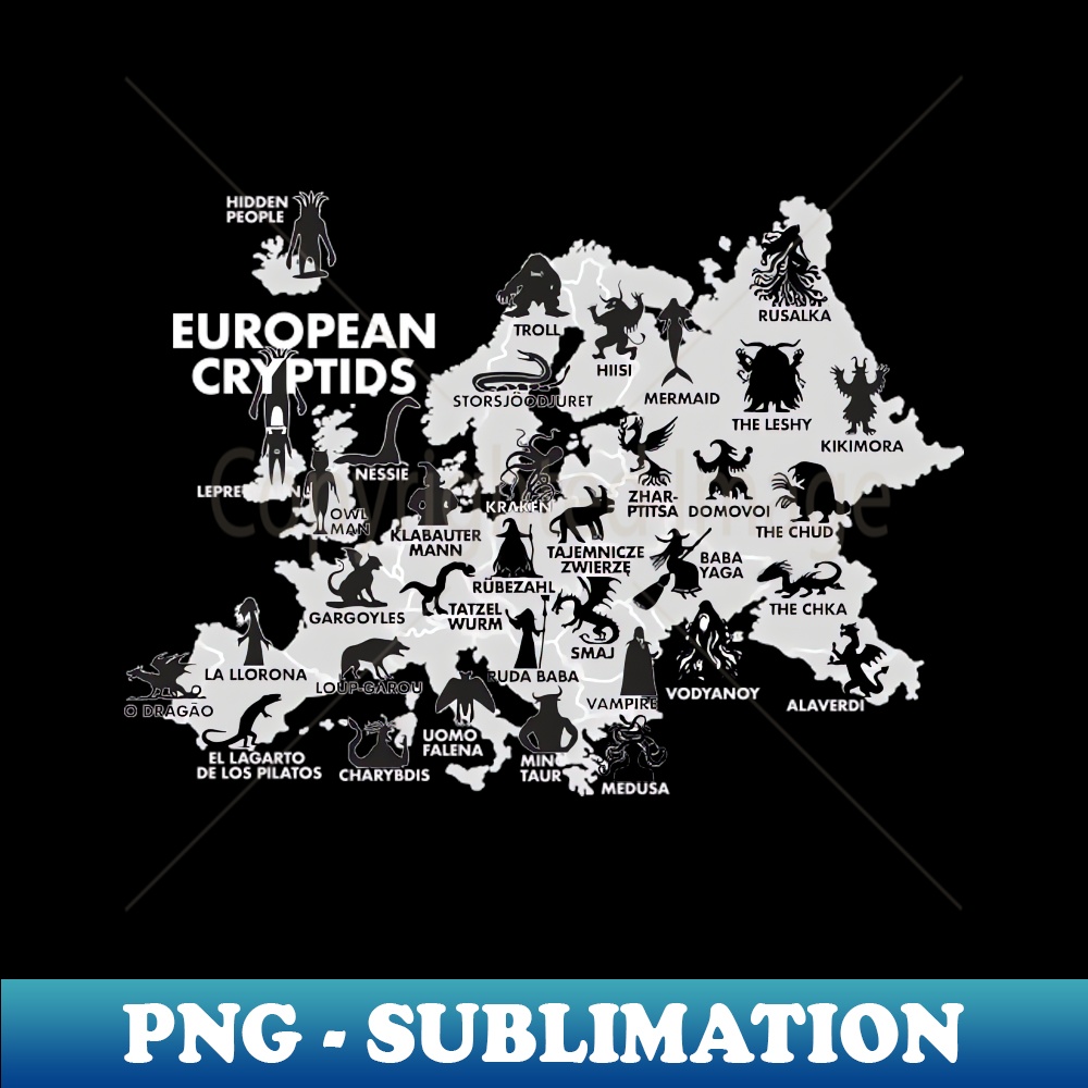 Map of Cryptids in Europe - Aesthetic Sublimation Digital Fi | Inspire ...