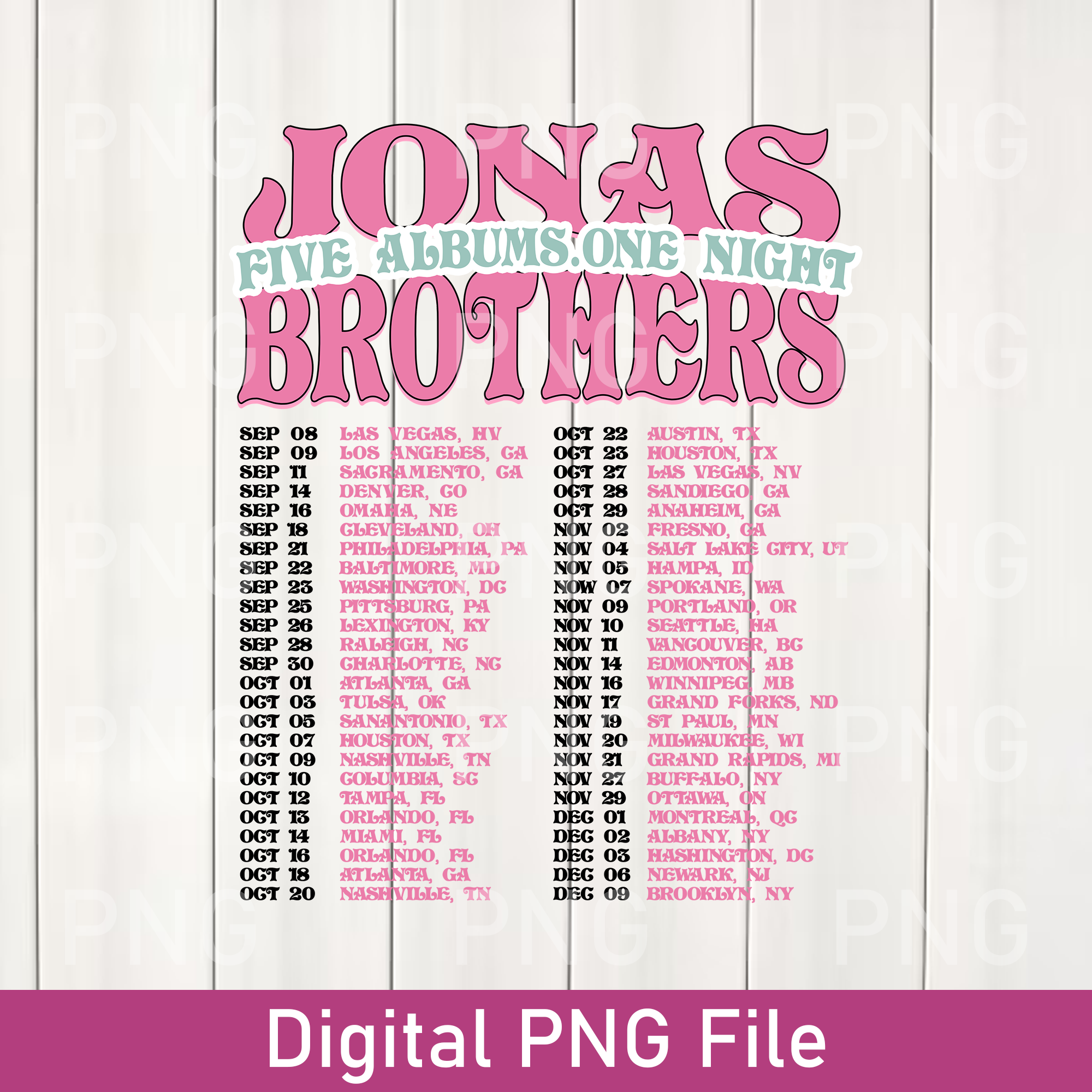 Jonas Brothers Tour PNG, Jonas Brothers Double Sided PNG, Jo - Inspire ...