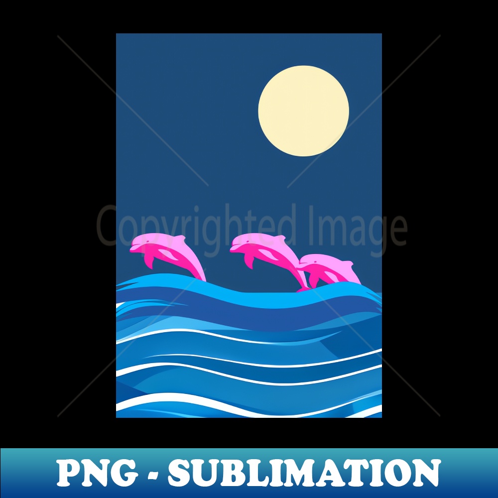 Dolphin jumping in the waves by night - Decorative Sublimati | Inspire ...