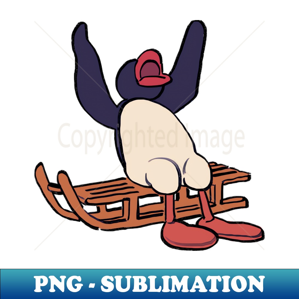 pengui pingu on a sleigh hands up to the sky - Retro PNG Sub | Inspire ...