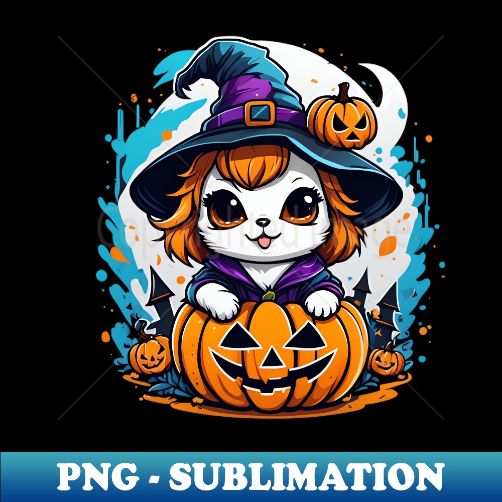 A cat in a witches hat sitting on top of a pumpkin - PNG Sub | Inspire Uplift