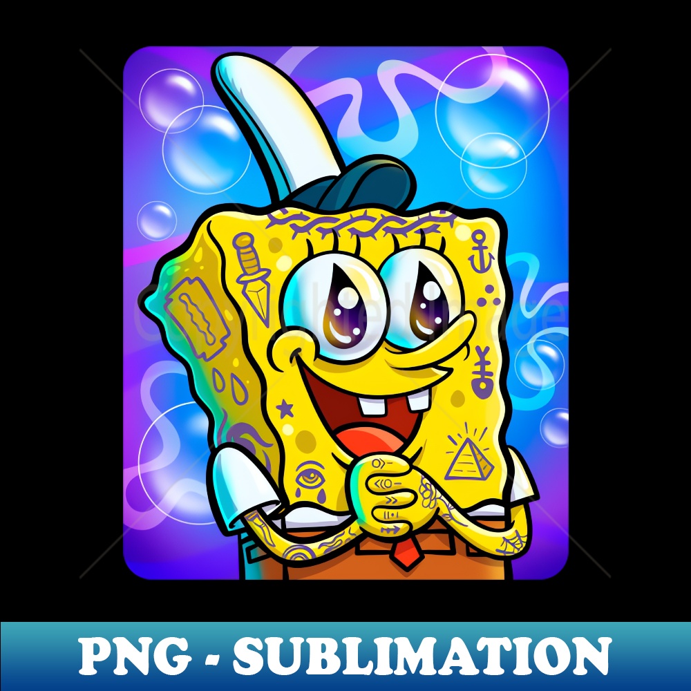 Spongebob Tattooed Squarepants - Instant PNG Sublimation Dow | Inspire ...