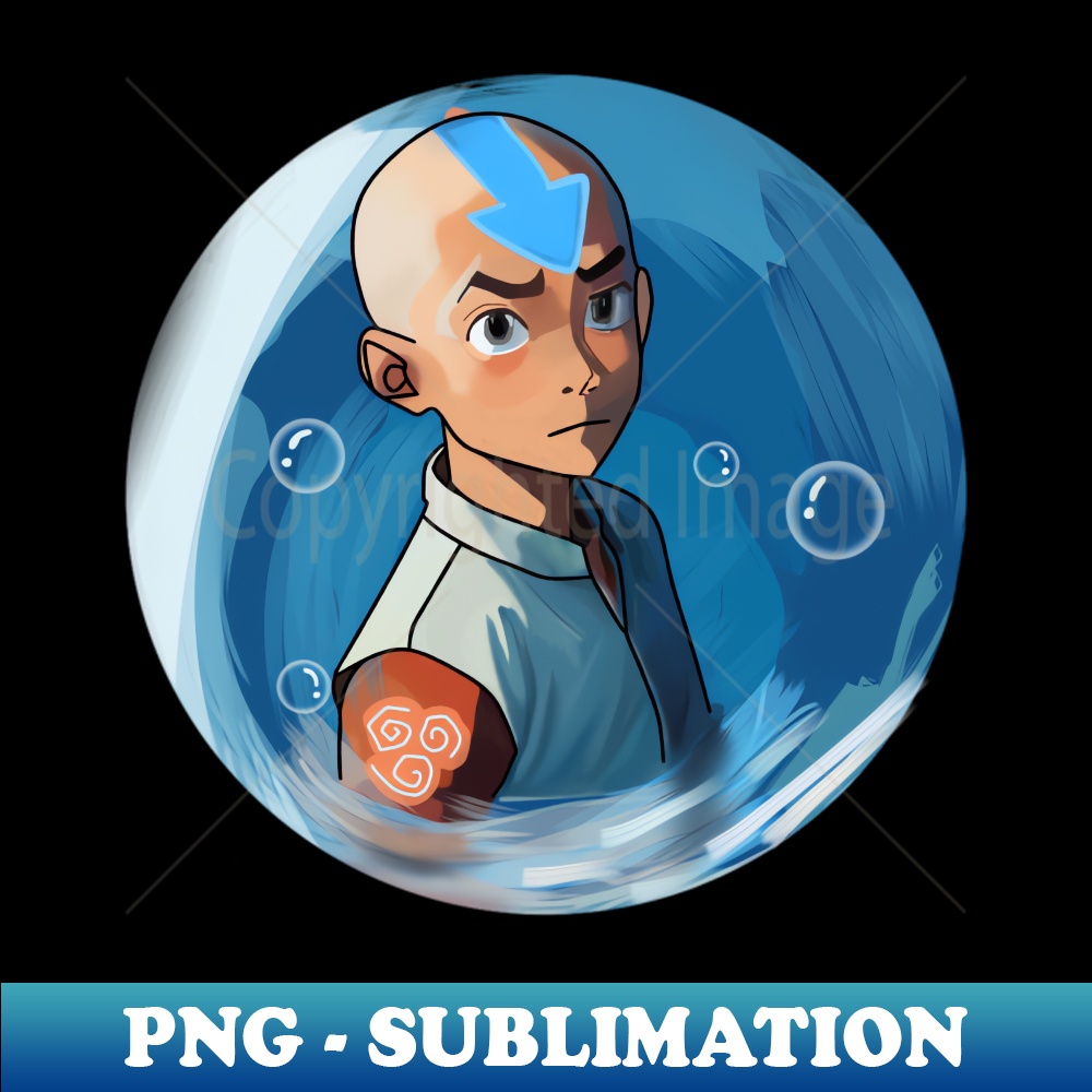 Aang - Avatar Airbender Blue Japanese Katara - PNG Sublimati - Inspire ...