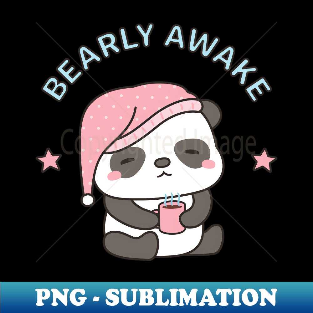 Cute Bearly Awake Sleepy Panda With Coffee and Nightcap - Pr | Inspire ...