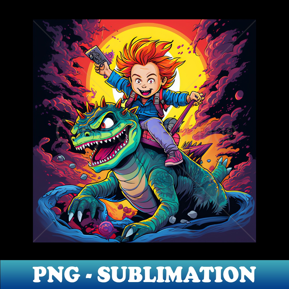 Chuckie riding Reptar Kaiju Rugrats - Signature Sublimation | Inspire ...