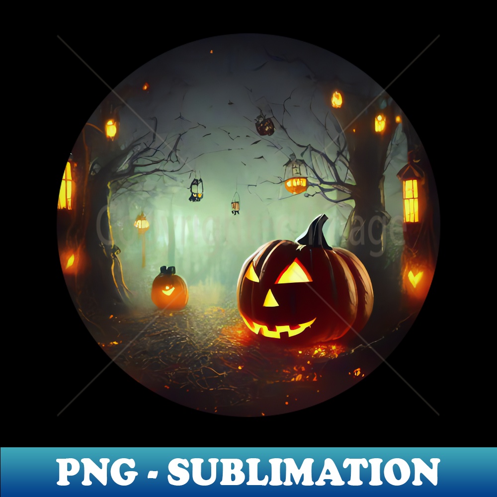 Scary pumpkin in the night foggy forest - Signature Sublimat | Inspire ...