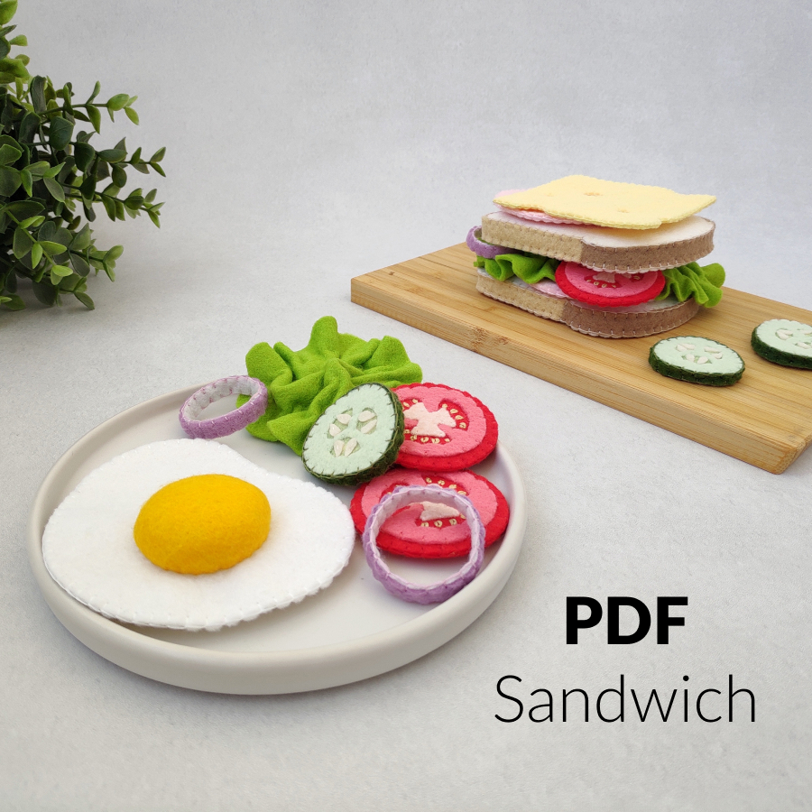 Felt Sandwich Set - Pattern PDF | Felt Food | Play Kitchen | Inspire Uplift