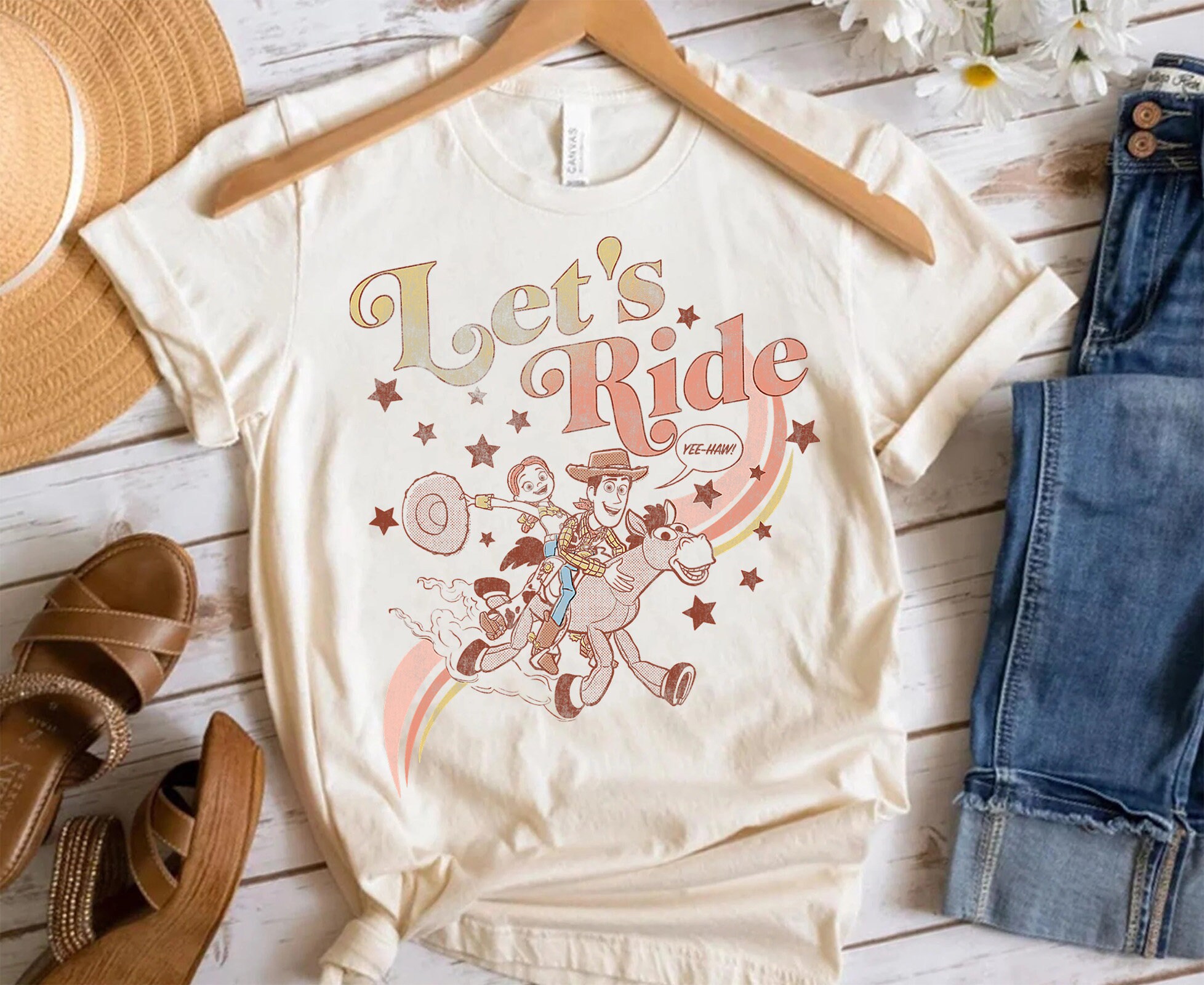 Disney Pixar Toy Story Jessie Woody Lets Ride Gradient TShi | Inspire ...