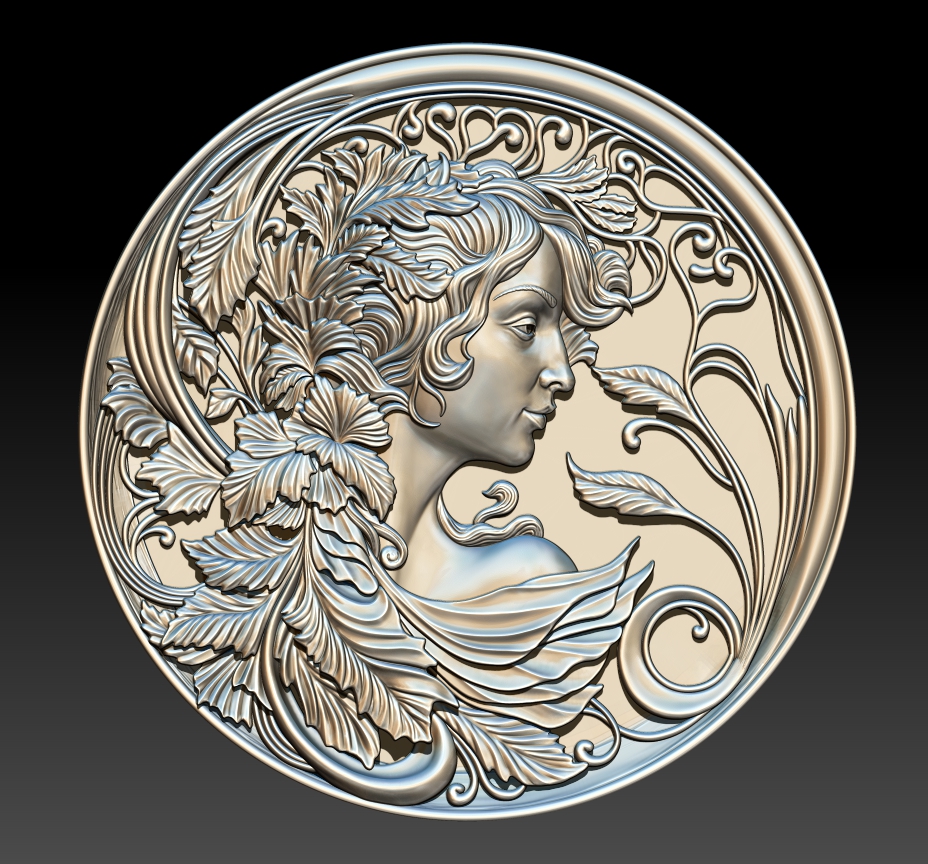 3D STL Model file Panel Profile of a girl in the leaves - Inspire Uplift