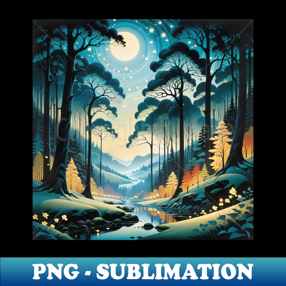 Enchanted Stream in the Forest Night - Special Edition Subli | Inspire ...