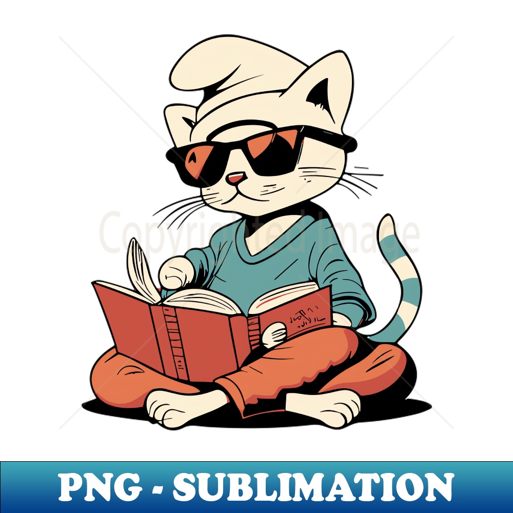 Smurf Cat - Reading book - Retro PNG Sublimation Digital Dow - Inspire ...