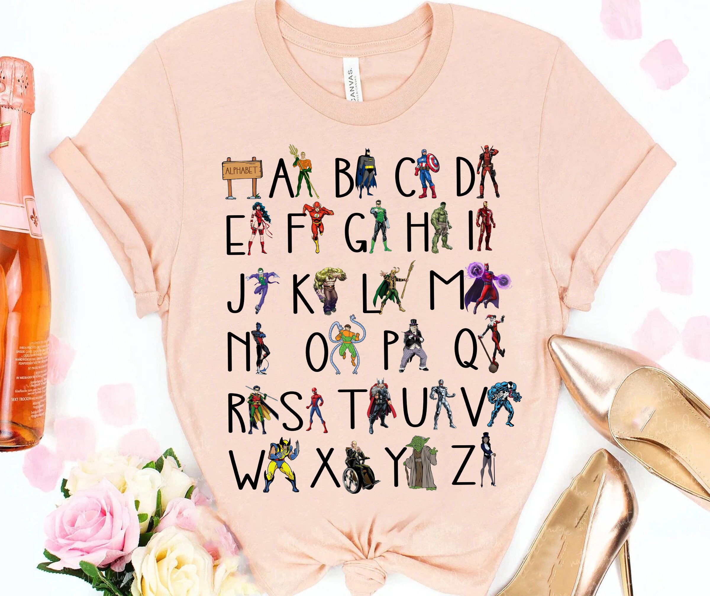Marvel And DC Alphabet Characters from A to Z Shirt, Disney - Inspire ...