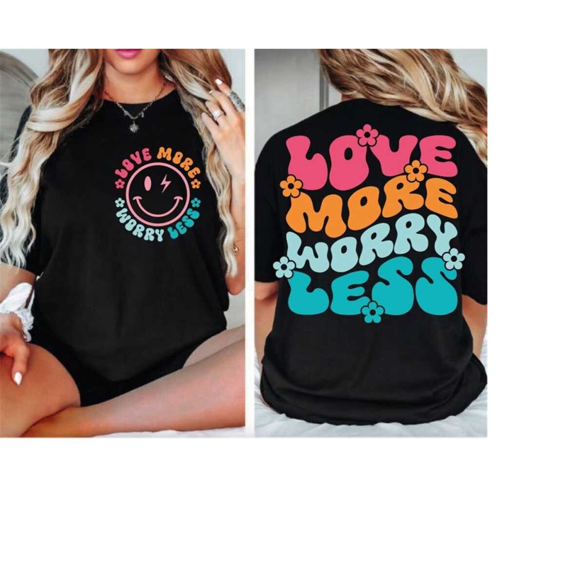 Love More Worry Less Svg, Retro Summer Svg, Matching Front P - Inspire ...