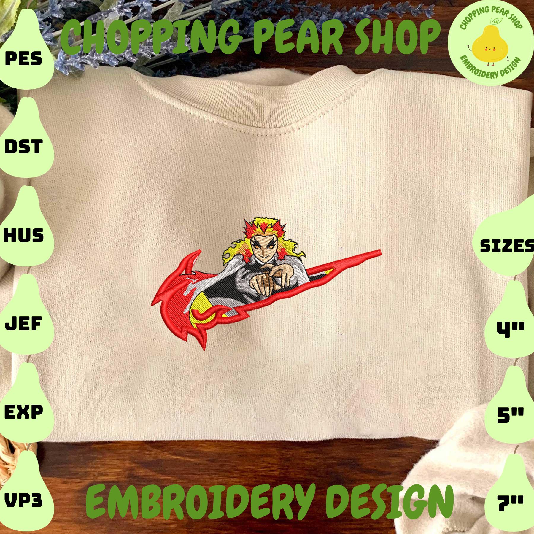 Inspired Anime Embroidered Sweatshirt, NIKE X Rengoku Embroi | Inspire ...