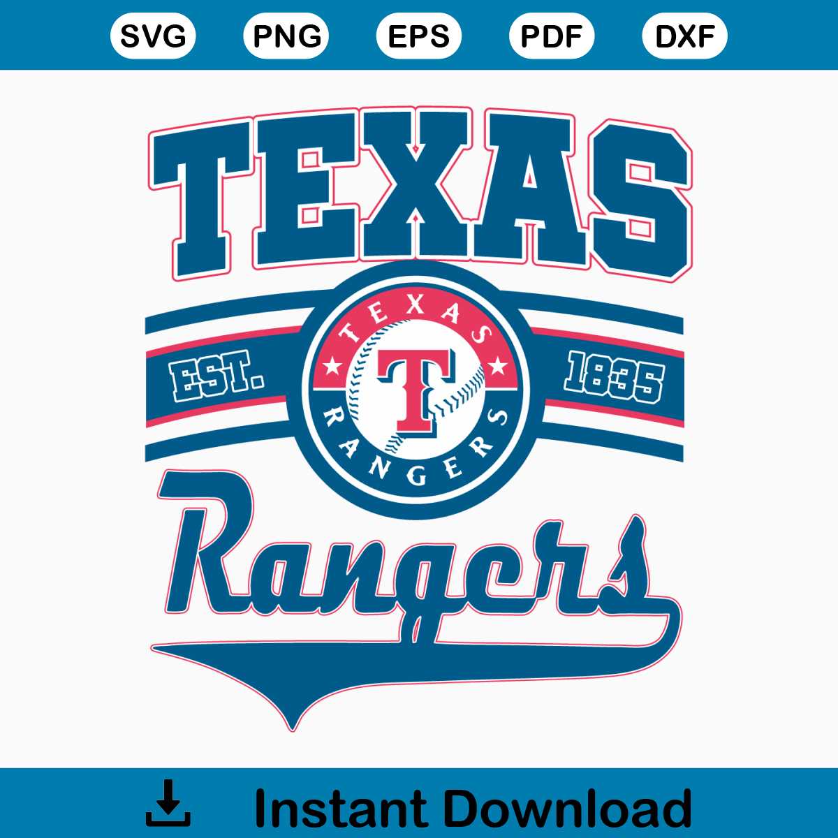 Vintage Texas Rangers Baseball Est 1835 SVG File For Cricut | Inspire ...