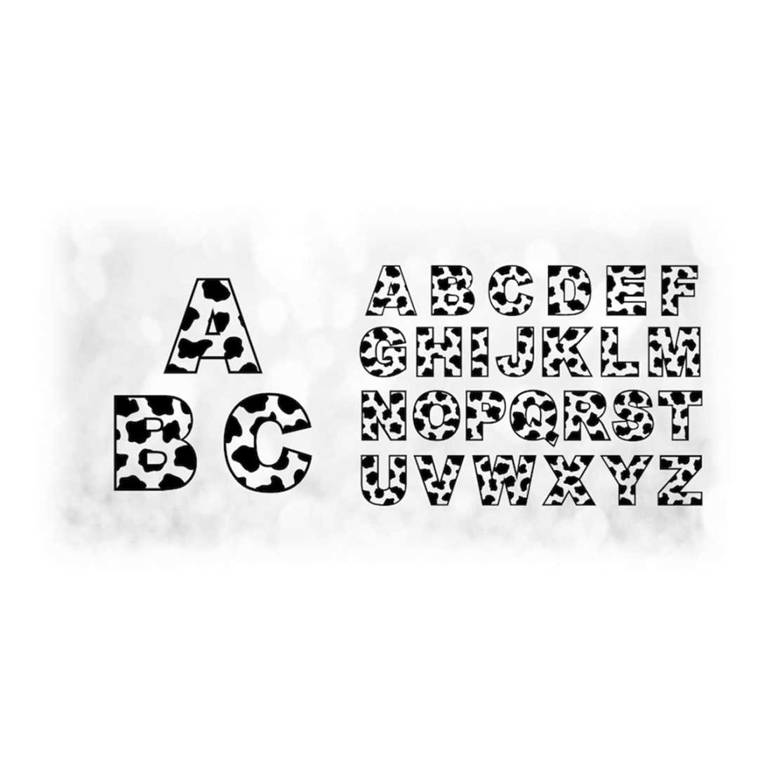 Word Clipart: Black Cow Print or Spot Patterned Alphabet Gro - Inspire ...
