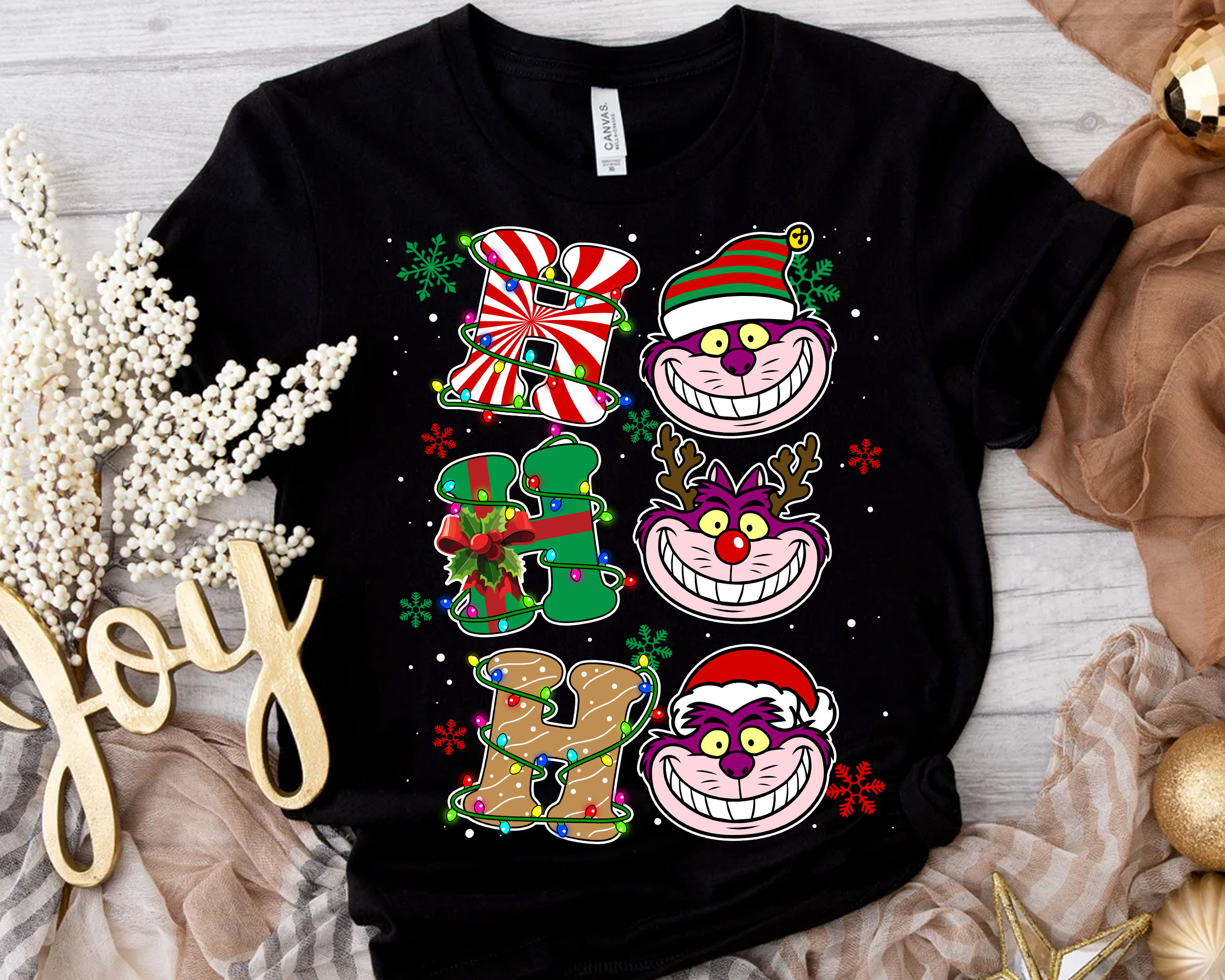 Disney Ho Ho Ho Cheshire Cat Christmas Lights Shirt, Alice i | Inspire ...