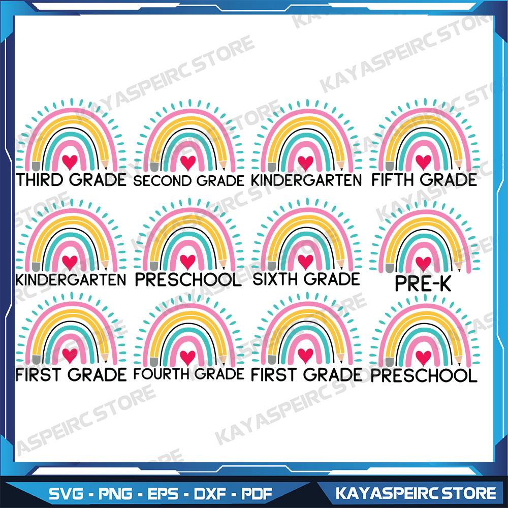 Back To School Rainbow Bundle, Hello School Svg, Kindergarte | Inspire ...