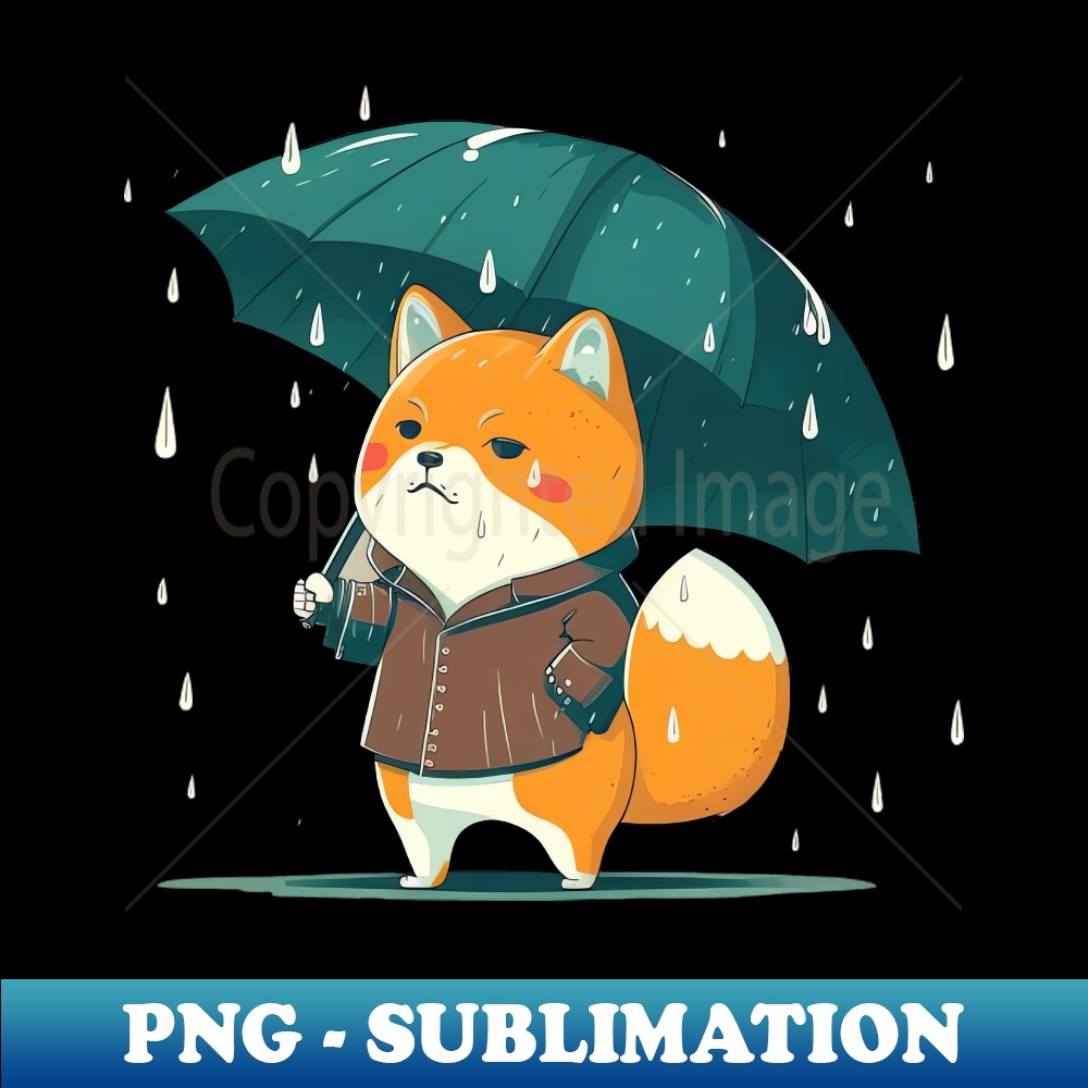 Shiba Inu In The Rain - PNG Transparent Sublimation Design - - Inspire ...