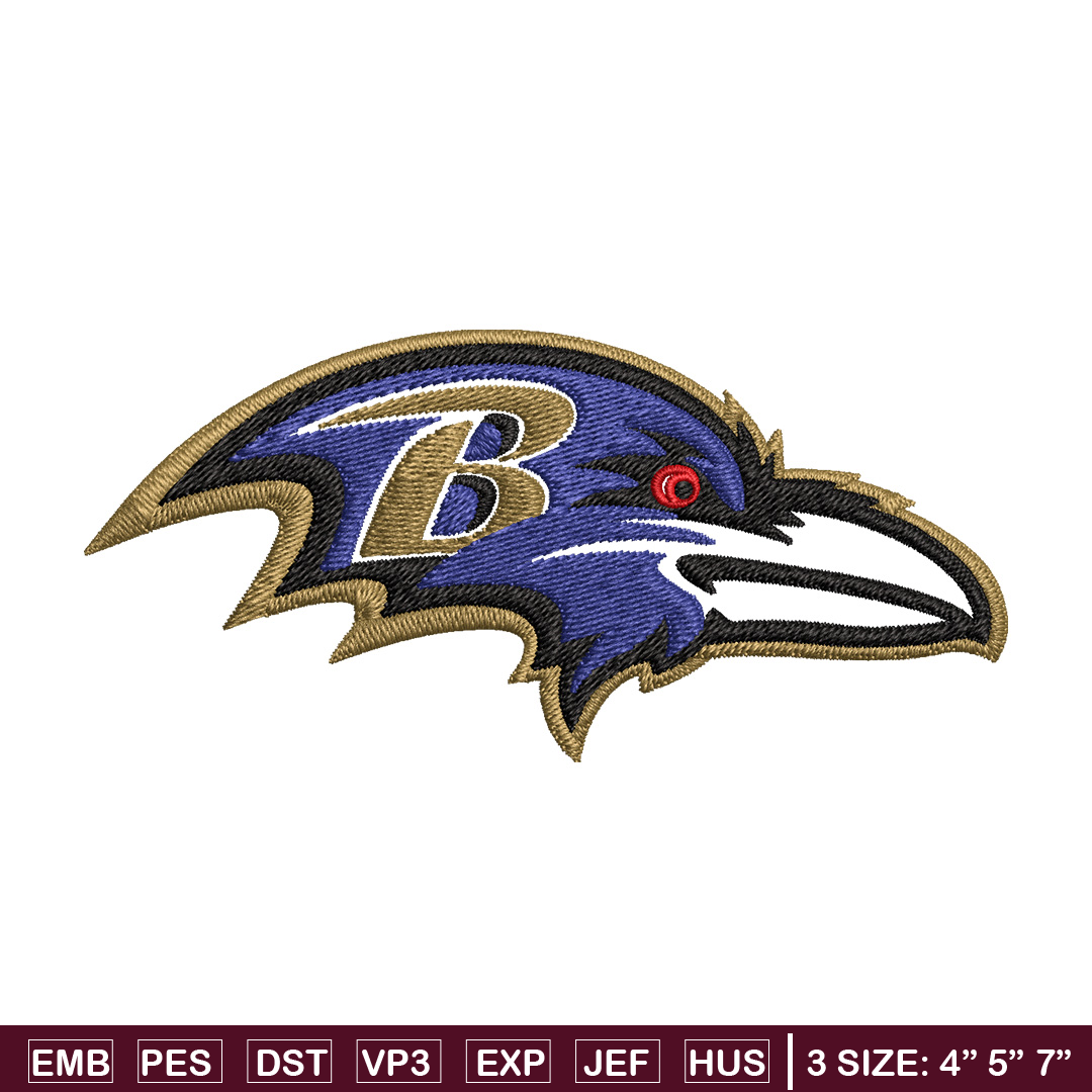 Baltimore Ravens logo Embroidery, NFL Embroidery, Sport embr | Inspire ...