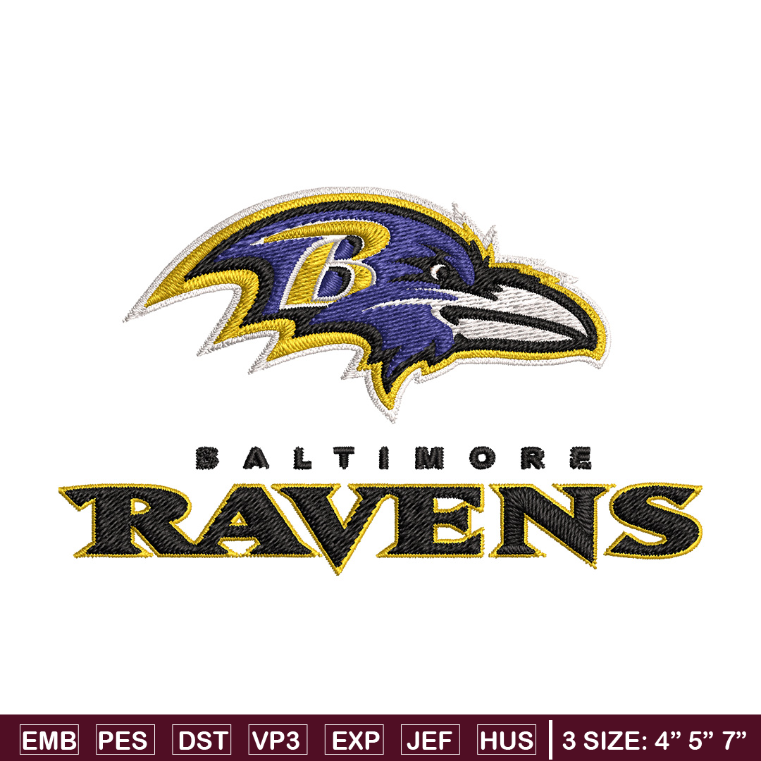 Baltimore Ravens logo Embroidery, NFL Embroidery, Sport embr | Inspire ...