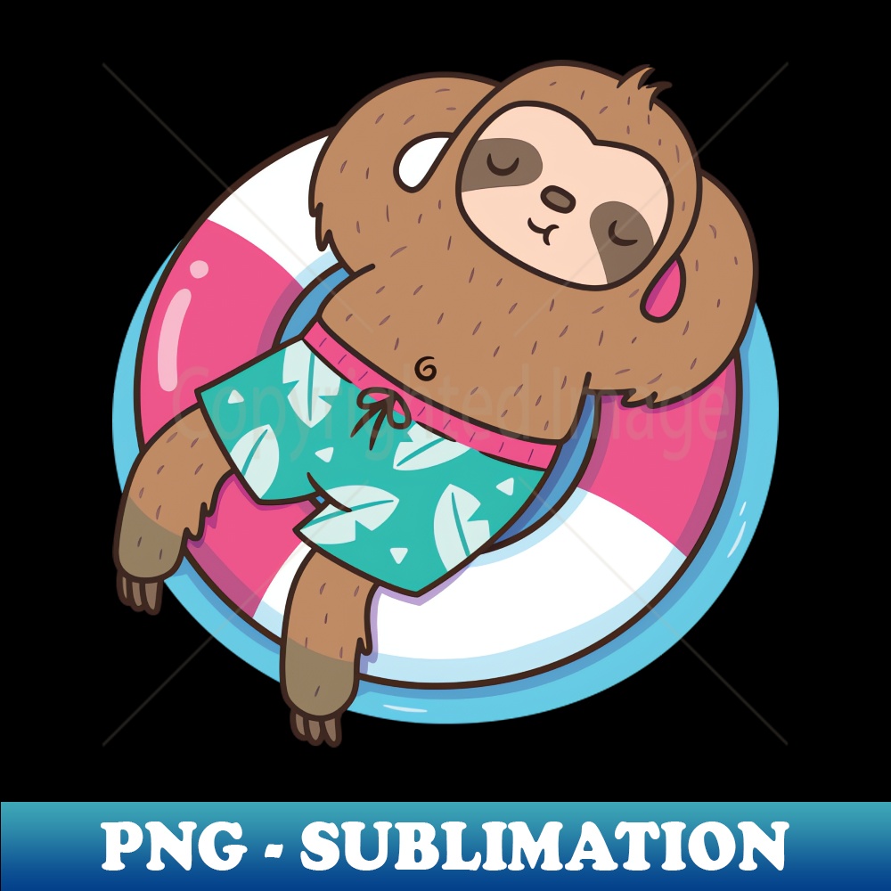 Cute Sloth Chilling On Pool - Professional Sublimation Digit - Inspire ...