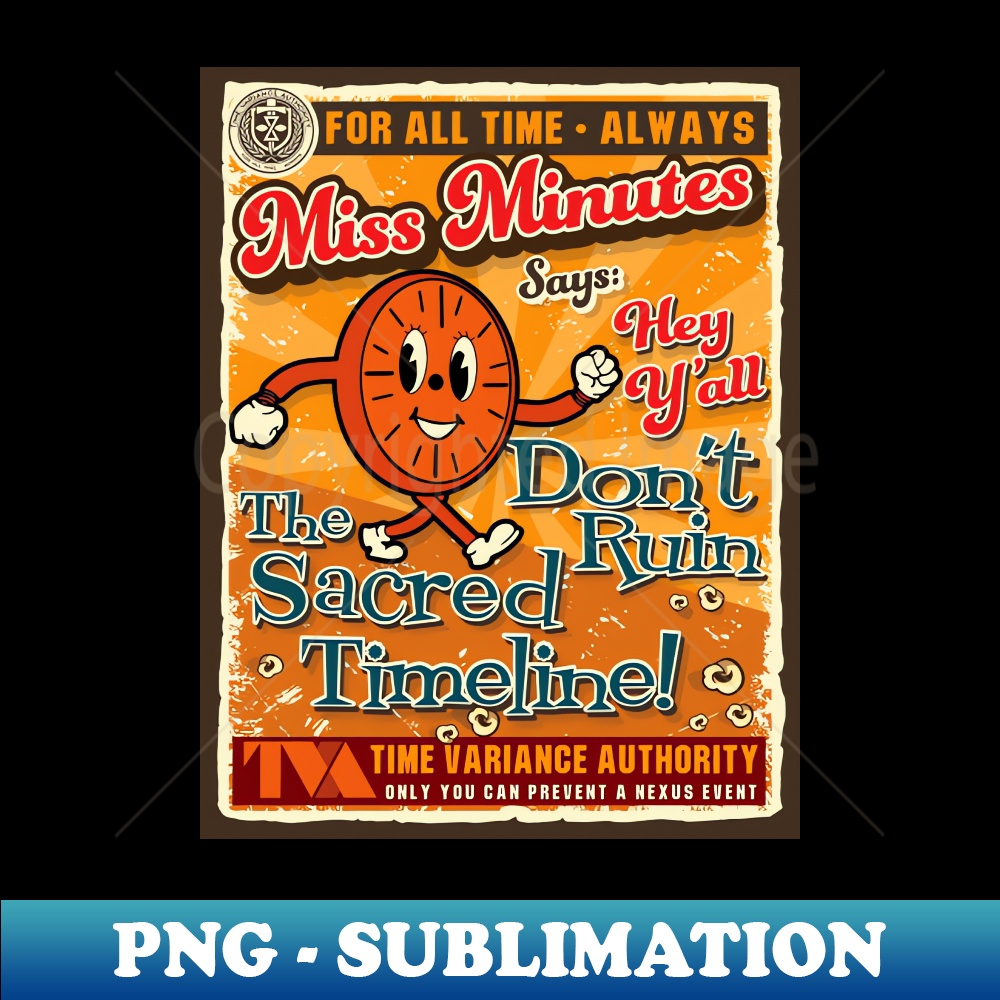 TVA Miss Minutes Retro Poster - PNG Sublimation Digital Down - Inspire ...