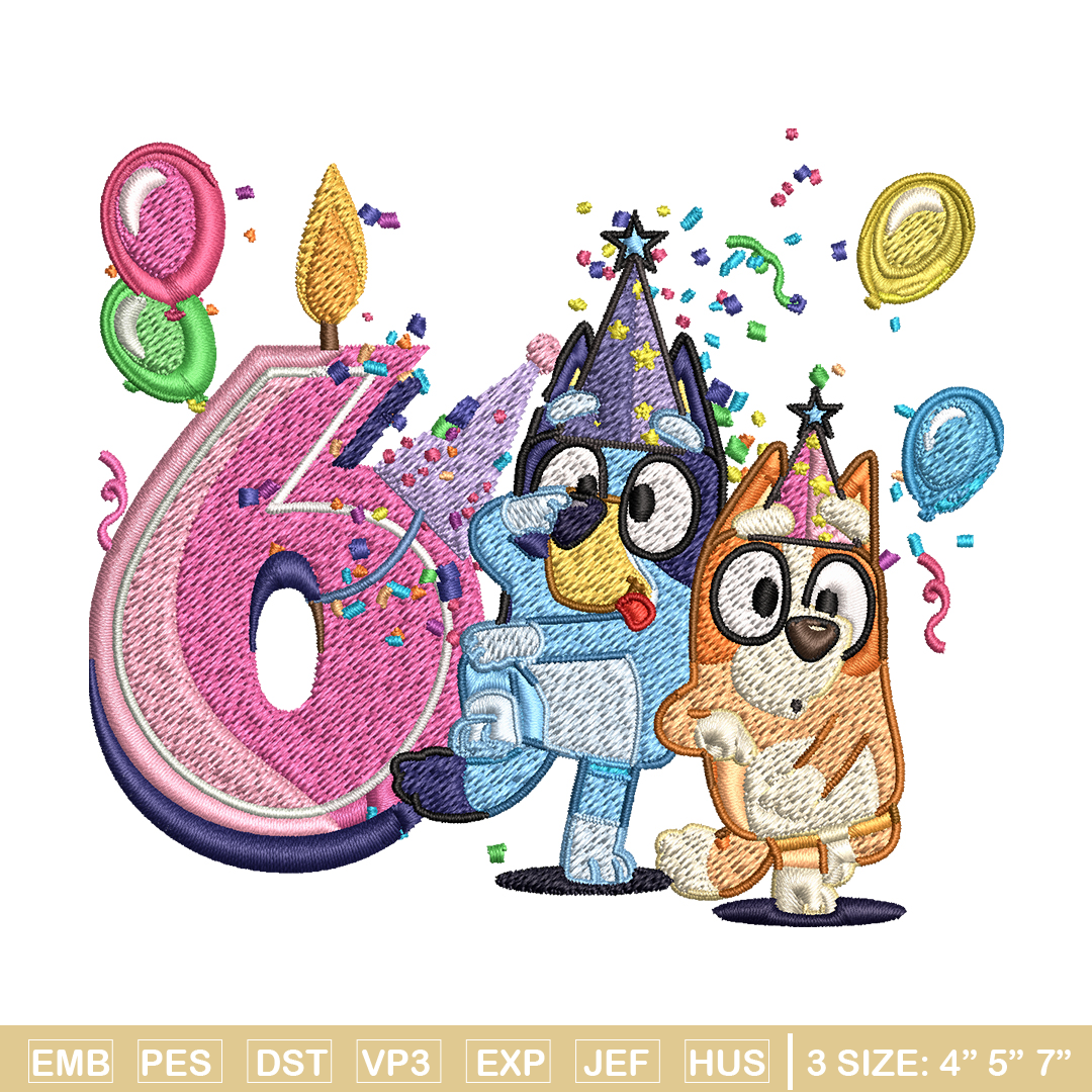 Bluey bingo 6th birthday Embroidery, Bluey birthday Embroide | Inspire ...