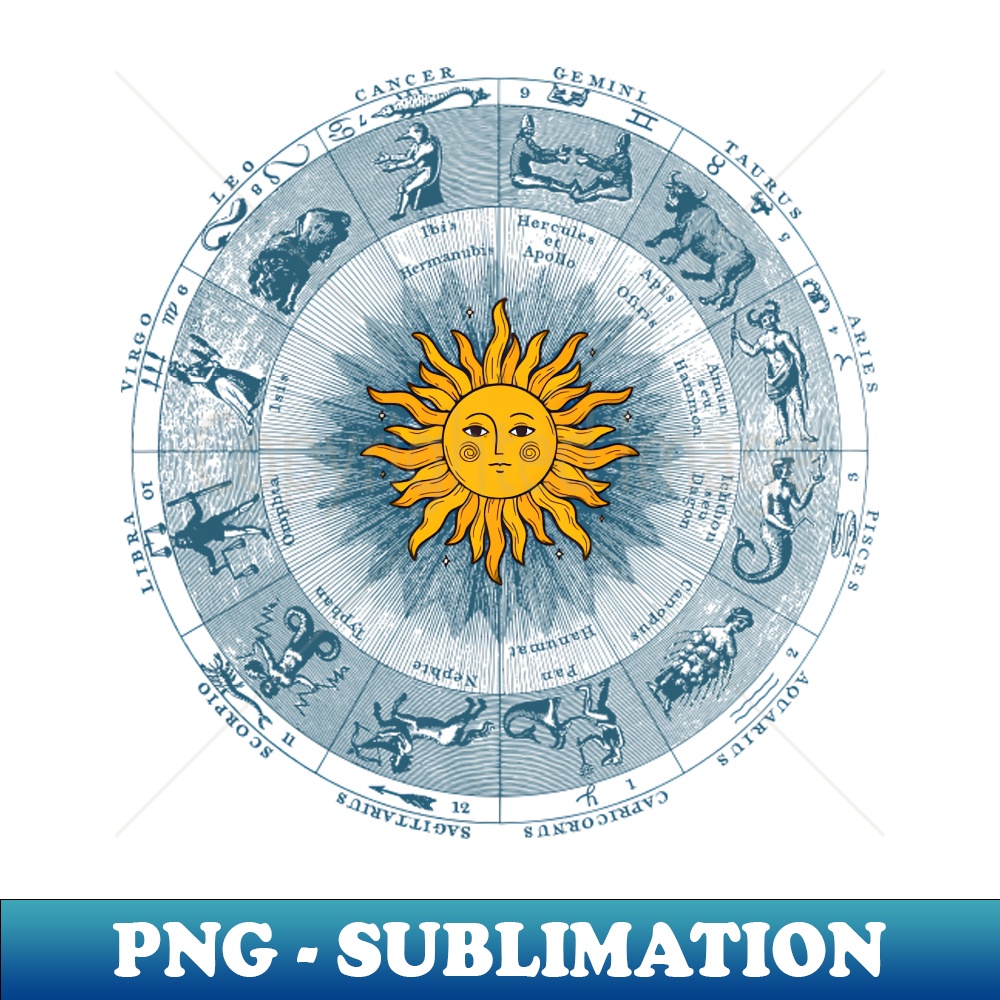 Zodiac Signs Astrology Sun Dial - PNG Sublimation Digital Do - Inspire ...