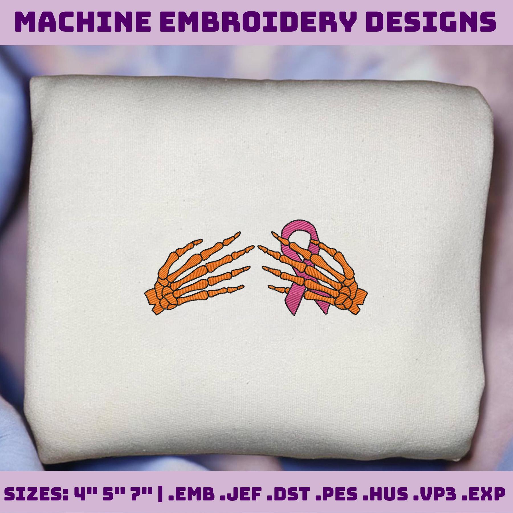 Skeleton Hand Embroidery Design, Support Cancer Embroidery D - Inspire ...