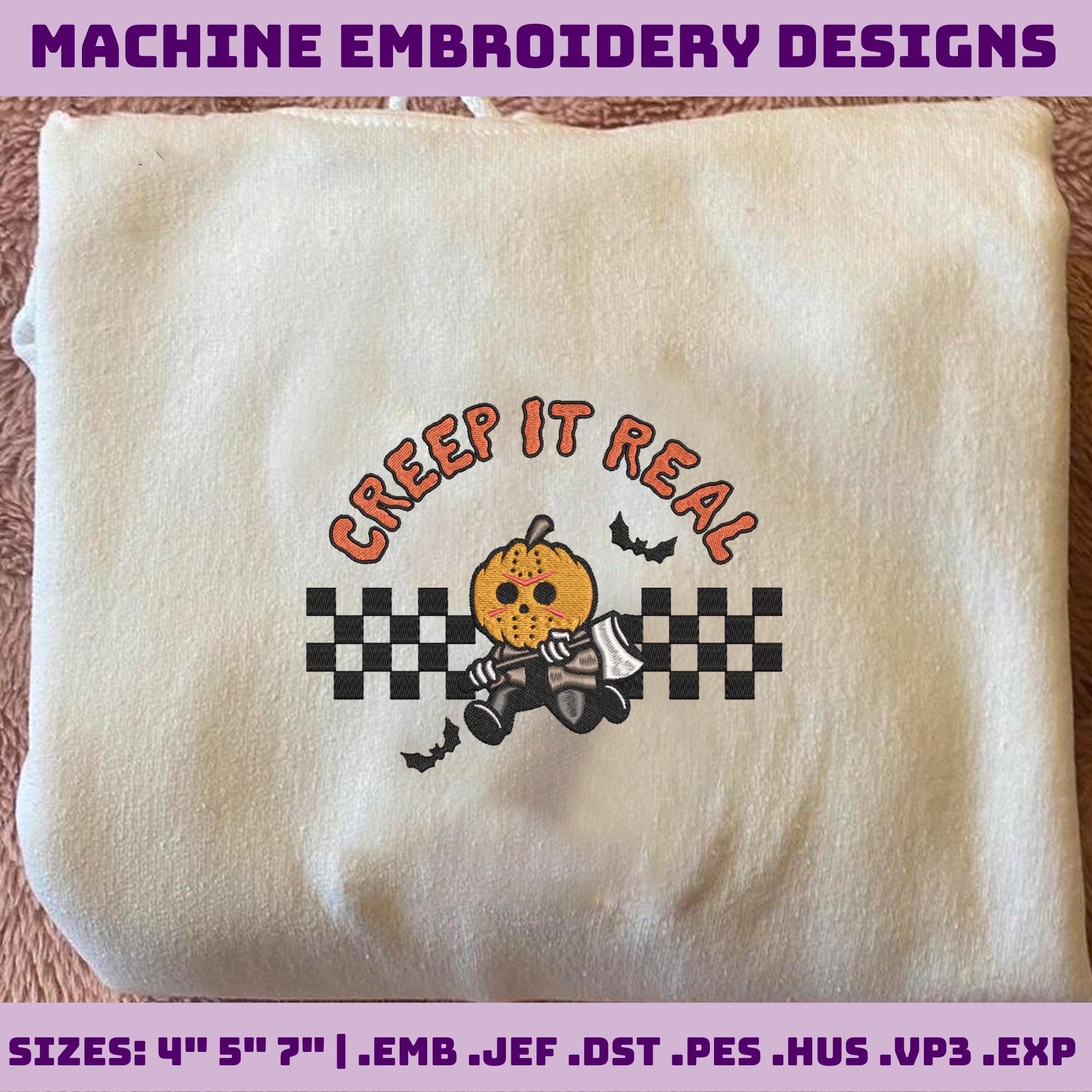 Creep It Real Embroidery Design, Pumpkin Embroidery Design, - Inspire ...