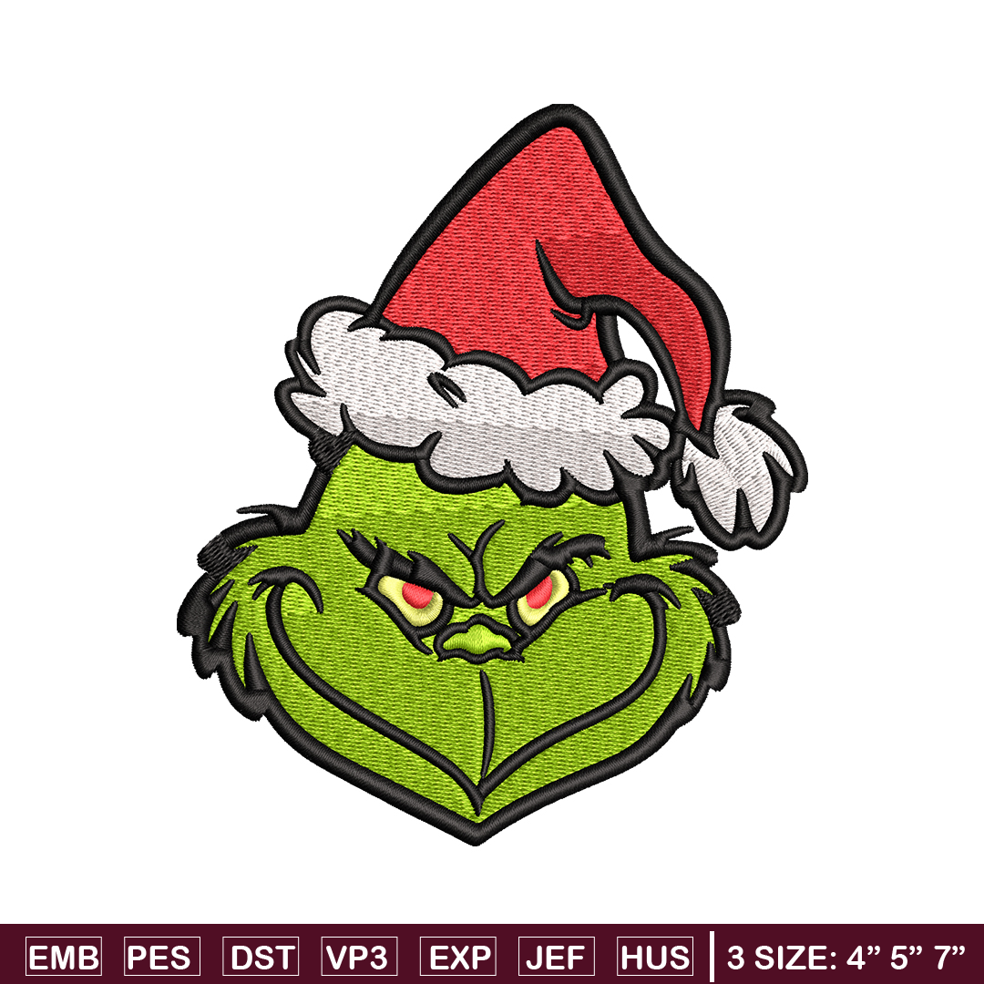Christmas Grinch Face Embroidery design, Grinch christmas Em | Inspire ...