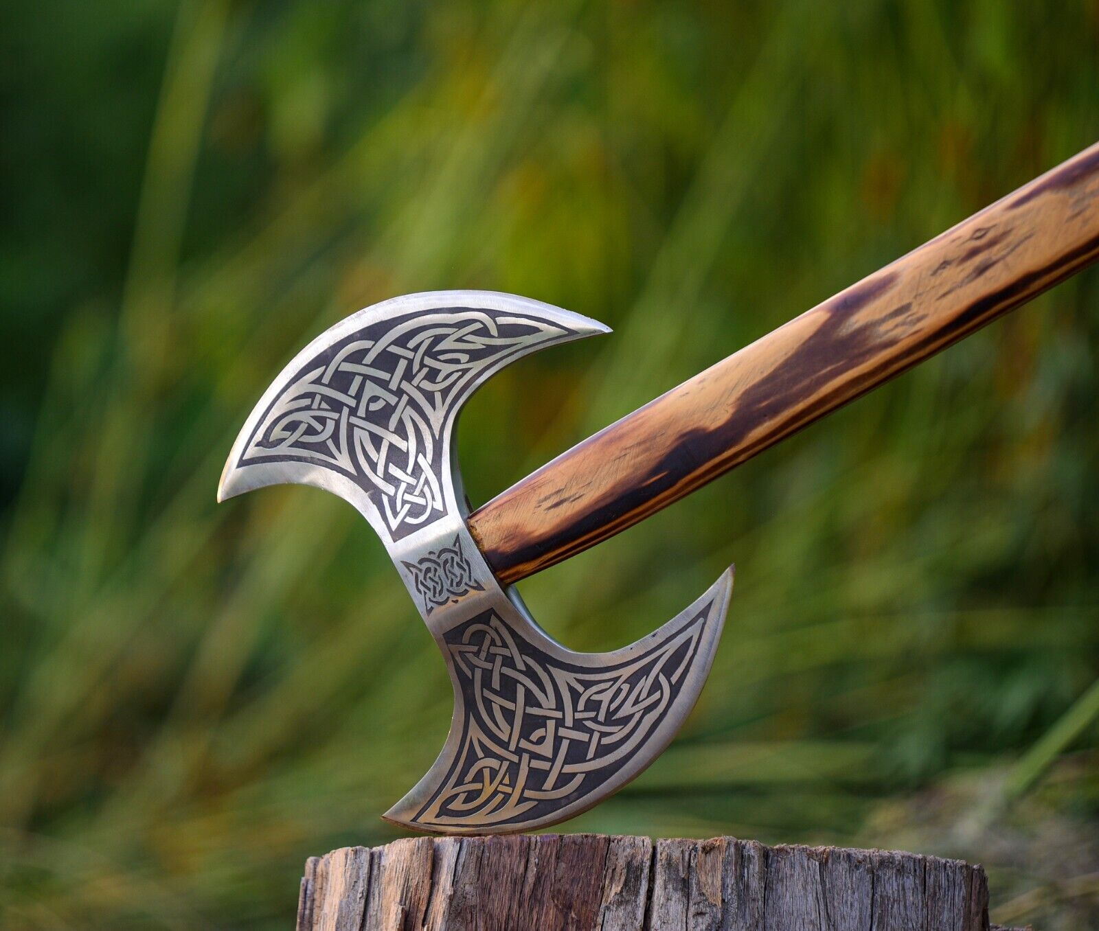 Custom Handmade Double Edge Viking Axe, Carbon Steel Axe Wit - Inspire ...