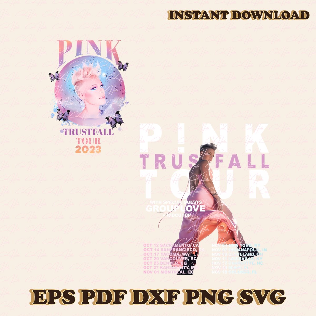 Pink Singer Trustfall Tour 2023 PNG Sublimation Download - Inspire Uplift