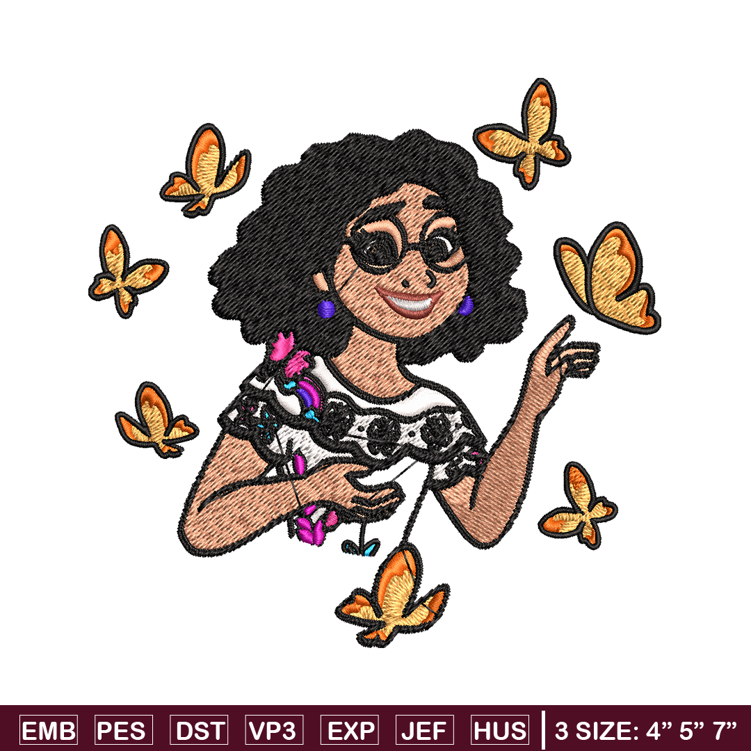 Girl with butterfly cartoon Embroidery design, Cartoon Embro - Inspire ...